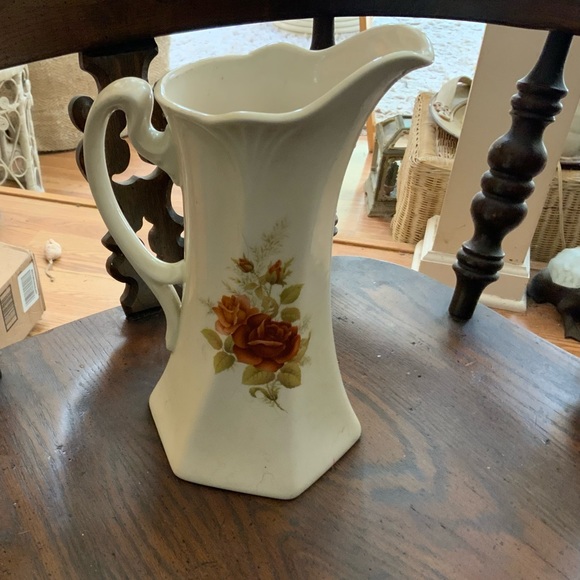 Dining | Elegant White Pitcher With Roses Details | Poshmark